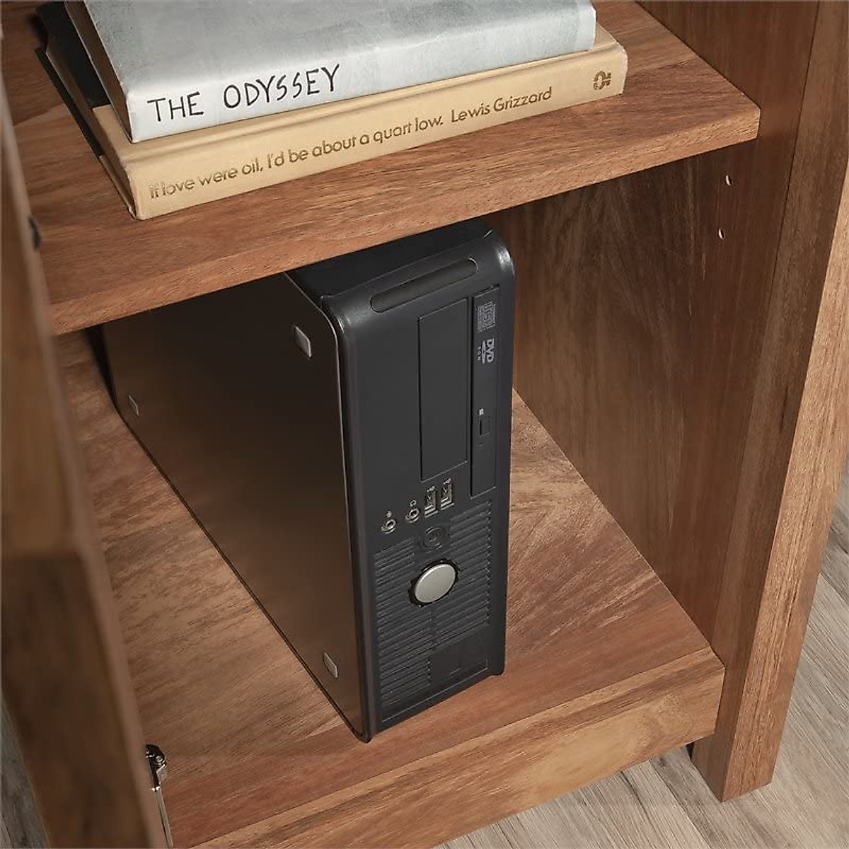 Sauder Cannery Bridge Computer Desk with Drawers and Door, Sindoori Mango Finish