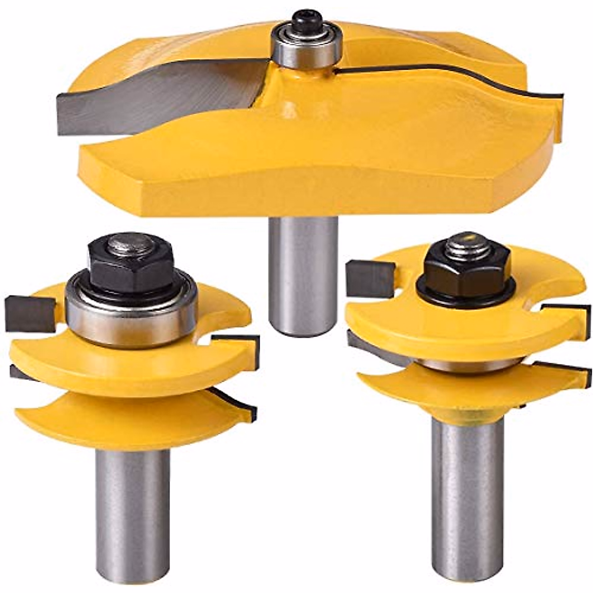 KATUR Rail and Stile Panel Raiser Router Bit Set with Ogee Round Over Raised Panel Cabinet 3Pcs 1/2 Inch Shank Ogee Door Rail and Stile Router Bits Wood Carbide Groove Tongue Milling Tool(1/2" Shank)