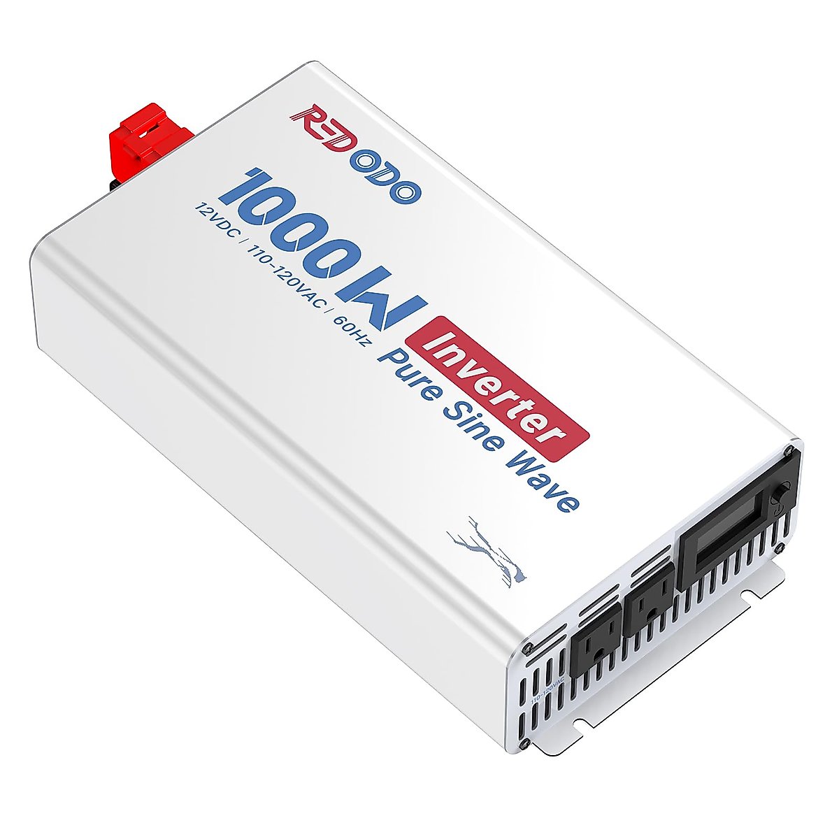 Redodo Pure Sine Wave Inverter 1000W Convert DC 12V to AC 110V, Monitoring Screen Showing Real-Time Status, for Off-Grid Solar Power System, RV, Home Backup Power