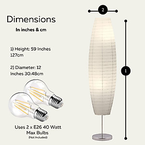 LIGHTACCENTS Diploma Paper Floor Lamp Set of 2 Paper Lamps - Rice Paper Floor Lamps - Paper Floor Lamps for Living Room Fits in Modern Room Decor 50 Inches Tall (Set of 2)