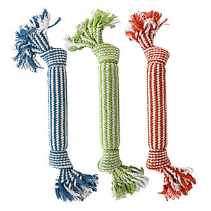 Gnawsome Large Squeaker Rope Dog Toy - Promotes Dental and Gum Health for Your Pet, Colors Will Vary