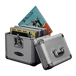 Odyssey KROM Series Record Utility Case for 70 Individual 12" Vinyl Records and LPs with Foam-Lined Interior, Secure Lock, and Handle, Black