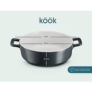 Kook Ceramic Casserole Pot Set, Baking Dishes, Easy Carry Handles, Microwave & Dishwasher Safe Bakeware, Dark Grey, 40 oz, Set of 2