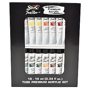Paint Acrylic 0.34 OZ Tube SAX True Flow Set of 18