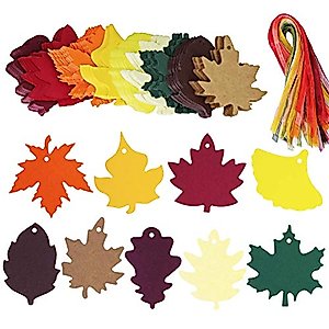 180pcs Maple Leaf Tags,Uspacific 9 Colors Multi-Function Maple Leaves Tags Paper with Hemp Rope for Thanksgiving Wedding DIY Gift Tags