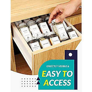 LaVie Home Expandable Spice Tray for 9" to 17" Wide Drawer, 6pcs Combinable Clear Racks (3 or 6 Tiers), Up to Store 30 Seasoning Jars, for Small/ Narrow Cabinet Drawer