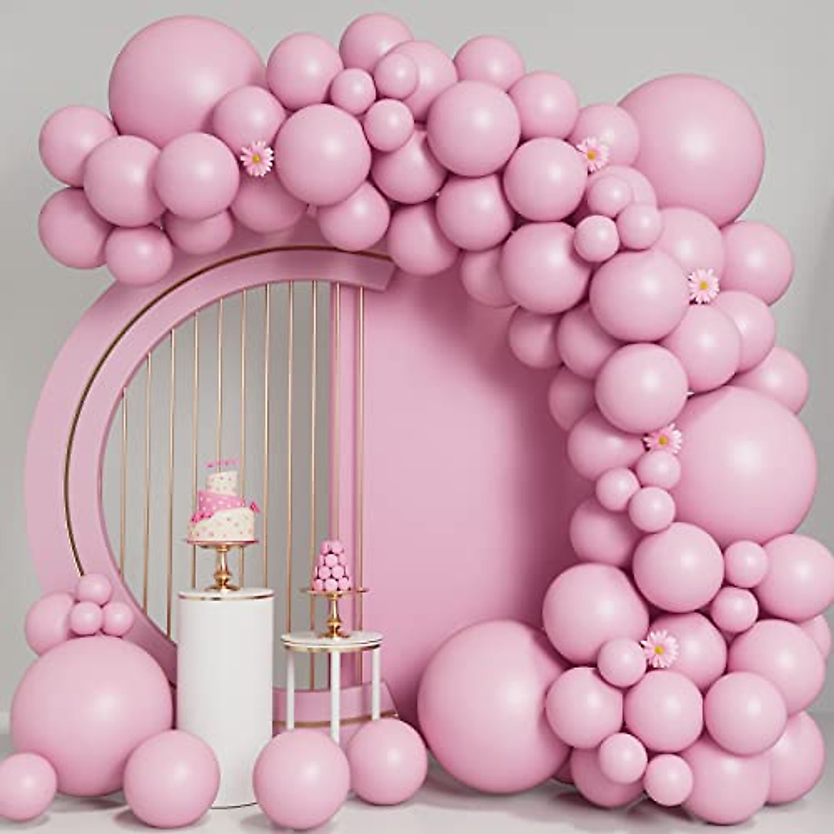 Pastel Pink Balloons 100pcs Pink Balloon Garland Arch Kit 5/10/12/18 Inch Different Sizes Pastel Pink Matte Latex Balloon for Baby Shower Gender Reveal Birthday Party Wedding Decorations