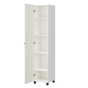 SystemBuild Evolution Kendall Fluted 16" Wide 1 Door Storage Cabinet, White