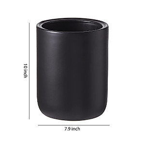Motifeur Bathroom Wastebasket - Ceramic Decorative Trash Can (Black Marble Look)…