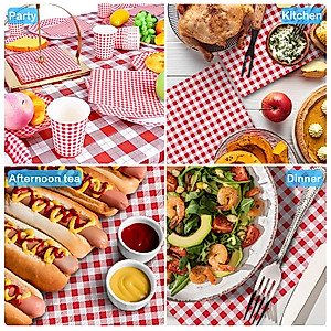 Gatherfun Disposable Red and White Gingham Paper Napkins (Pack of 50)