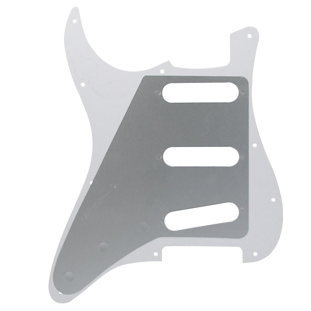 IKN 4Ply White Pearl Strat Pickguard Backplate Set for 3 Single Coil Pickups-11 Hole, come with Pickguard Screws