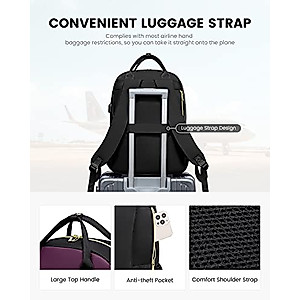 LOVEVOOK Laptop Backpack for Women, Water Resistant Travel Work Backpacks Purse Stylish College Business Teacher Nurse Computer Bag with USB Charging Port, Fits 15.6" Laptop