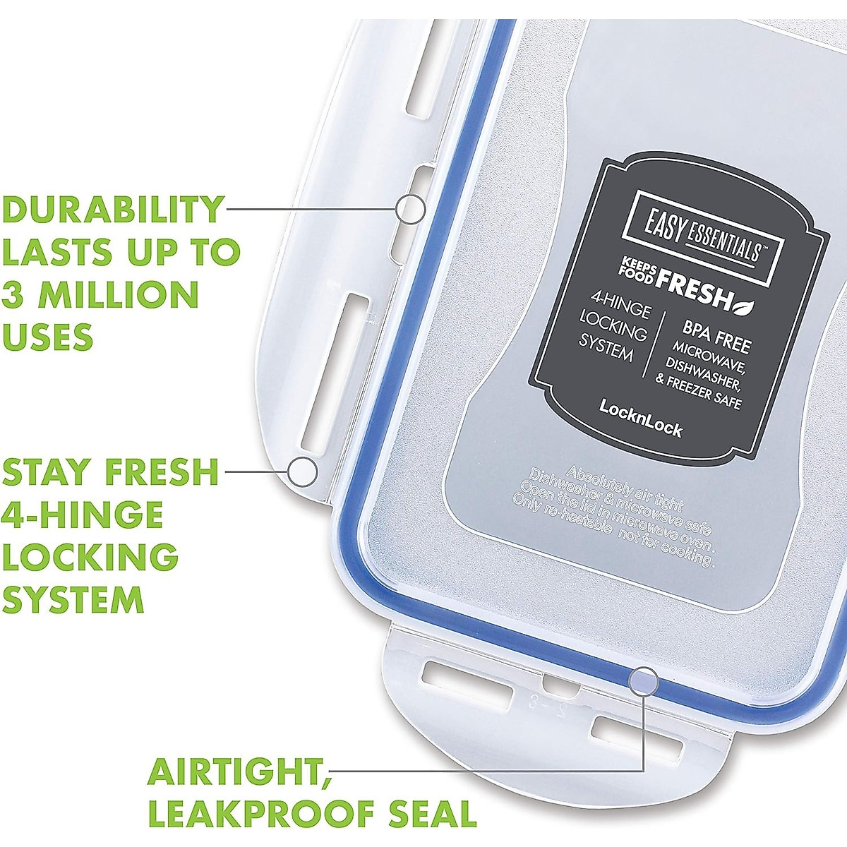 Generic 2 PACKS - LocknLock Easy Essentials Food lids/Pantry Storage/Airtight containers, BPA Free, With Dividers, 870 ml, 29oz, clear, Transparent, 2XHPL823C