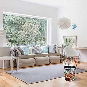 Scakbyer Leather Trash Can, Retro Decorative Waste Basket, 10L Capacity Small Waste Paper Basket, Waterproof Garbage Can for Bathroom, Bedroom, Office, Kitchen and Living Room - Sunflower