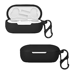 kwmobile Silicone Cover Compatible with OnePlus Buds Z2 - Case Cover Stick-On Skin with Clip - Black