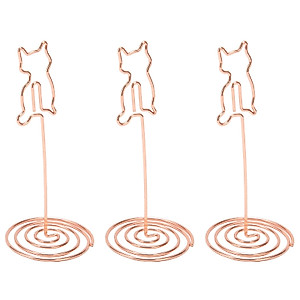 Decorative Shaped Table Number Holder, 10Pcs Metal Place Card Holders Multipurpose Memo Photo Stand Holder for Wedding Party (Cat)