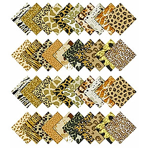 Soimoi 40Pcs Floral Artistic Print Precut Fabrics Strips Roll Up 1.5x42inches Cotton Jelly Rolls for Quilting - Light Brown