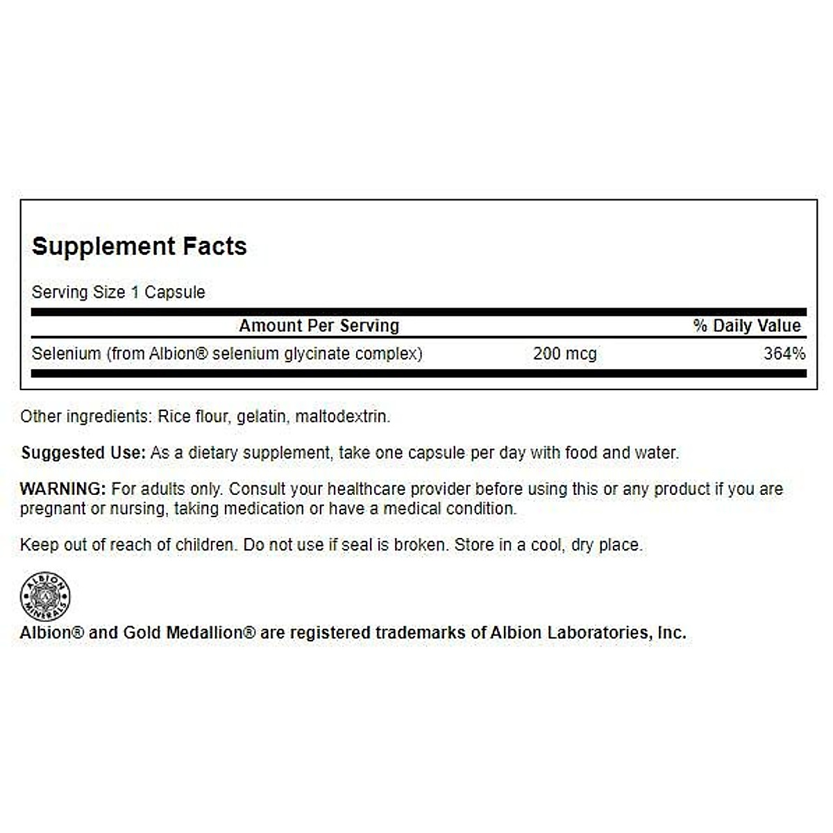 Swanson Albion Complexed Selenium 200 mcg 90 Capsules