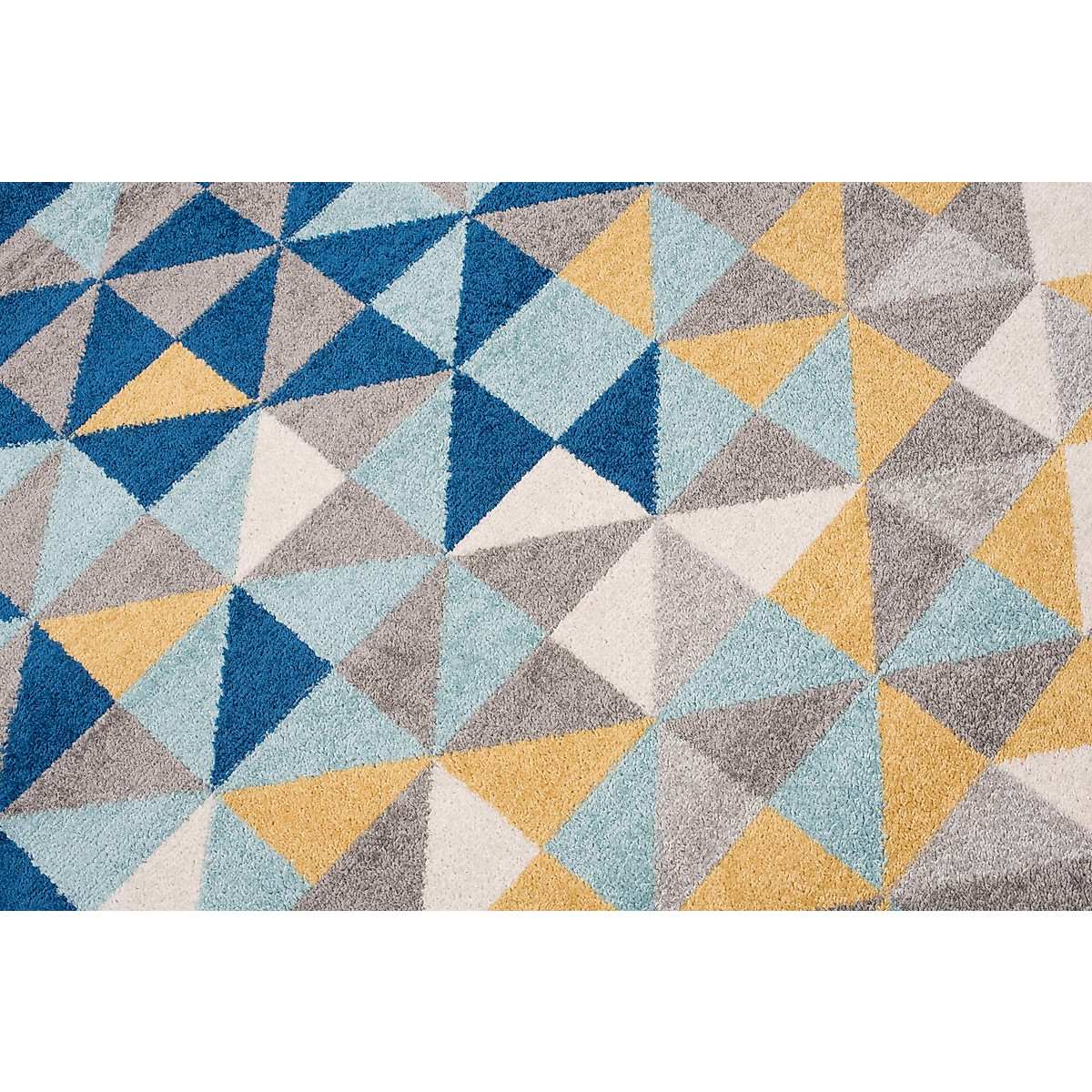 TAPISO Lazur Area Rug Teenager Geometric Small Triangles Grey Yellow Blue Living Room Bedroom Durable Resistant Carpet Size - 6x9 ft (180x270 cm)