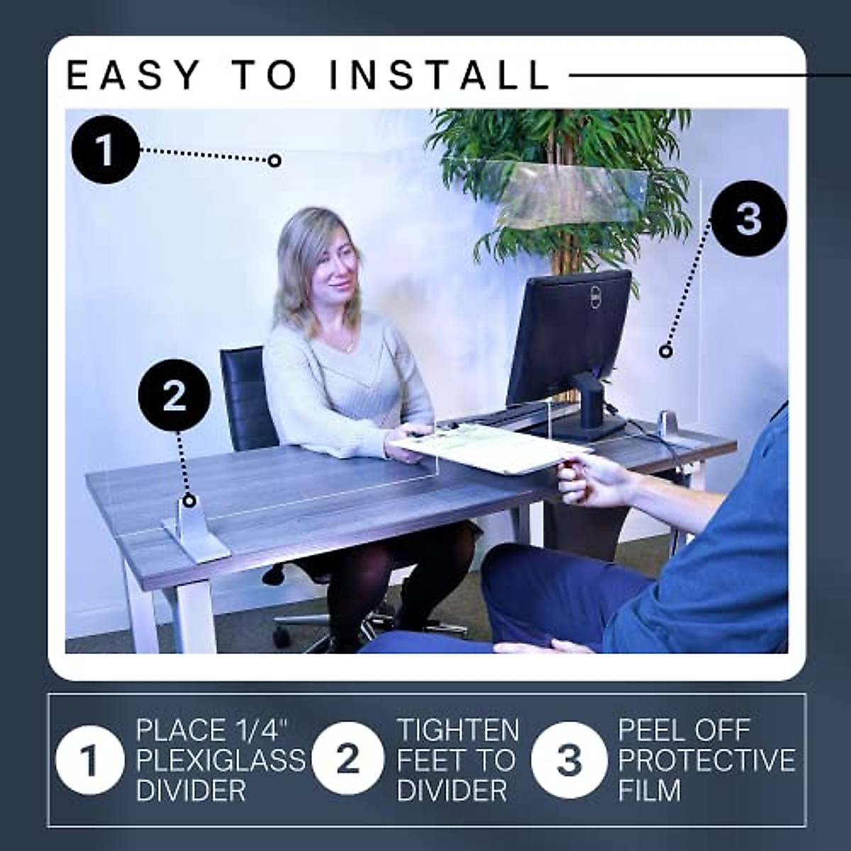 Plexiglass Table Top Sneeze Guard – Desk Divider for Students, Office, Transactions – Acrylic Shield | (24" x 36")