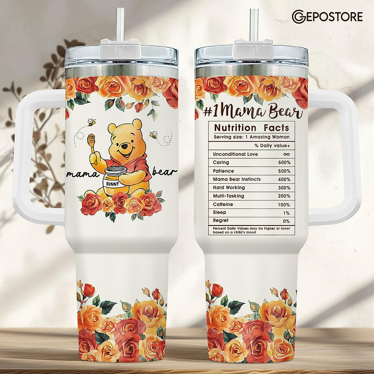 Christmas Gifts for Women Girls,Mama Bear 40 Oz Tumbler with Lid, Cute Cartoon Character Travel Cup, Christmas Gifts, Birthday Gift For Movie Lover