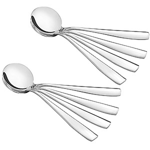 HOMMP 16-Piece Soup Spoons, Round Stainless Steel Bouillon Spoons