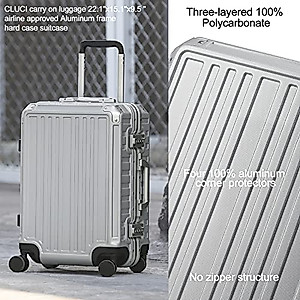 CLUCI Carry On Luggage 100% PC No Zipper Suitcase Aluminum Frame Hard Case Suitcase Luggage With TSA Lock,20" Carry-On