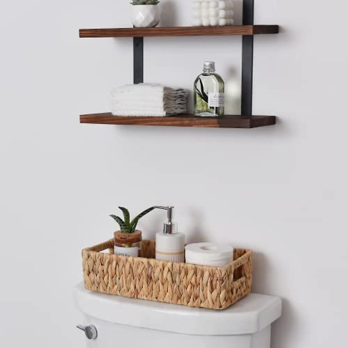 StorageWorks Water Hyacinth Basket for Toilet Paper, Wicker Baskets for Storage with Built-in Handles, 14 ¼"L x 6 ½"W x 3 ¾"H