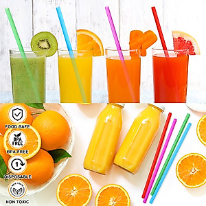 2000 Pcs Disposable Drinking Straws Long Plastic Straws 8.25" Long and 0.25'' Diameter for Cocktail Drink Cups Juice (Green, Rose, Blue, Red)