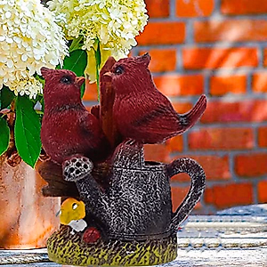 FEIYU BUY Garden Bird Statue Simulation Art Crafts Resin Bird Decorative Figurines Animal Garden Statues Birds Sculpture for Desktop Lawn Bookcase Home Decor (Red)