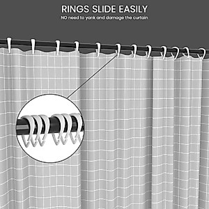 Top-Spring Shower Curtain Rings, Drop Shaped Plastic Shower Curtain Hooks for Bathroom Shower Rod Curtains (White)