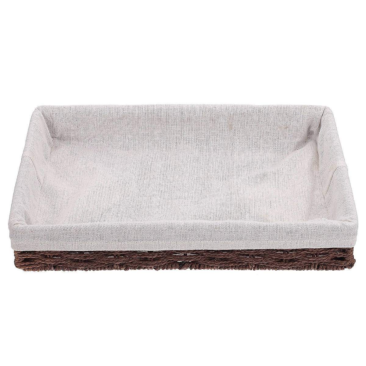 STOBAZA Wicker Storage Baskets, Hand Woven Paper Rope Wicker Baskets, Small Rectangular Wicker Baskets for Organisation, Cube Organiser for Closet/Clothes/Dresser