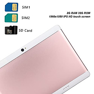 10 Inch Tablet for Android, 2G RAM 32G ROM, 1960x1080 IPS Touchscreen, Dual SIM, Octa Core, 2G/3G Phone Call, WiFi, Bluetooth, GPS, Dual Cameras, HD Wireless Tablet Computer for Kids Adults(Pink)