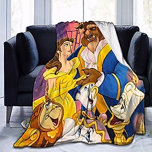 Bea-uty and The Be-AST Soft Fuzzy Light Weight Warm Blanket for Bed Couch Chair Fall Winter Spring Living Room Multiple Sizes ,60"" x50