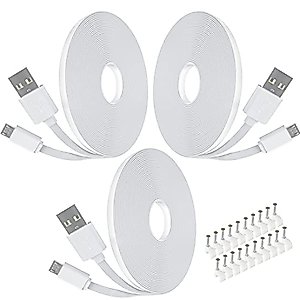 3Pack 20FT USB Power Extension Cord Compatible with Wyze Cam, WyzeCam Pan,Yi Cam,YI Dome Home,Oculus Go,Kasa,Nest Cam,Netvue,Blink,Furbo Dog,Cloud Camera Security Surveillance Charging Cable
