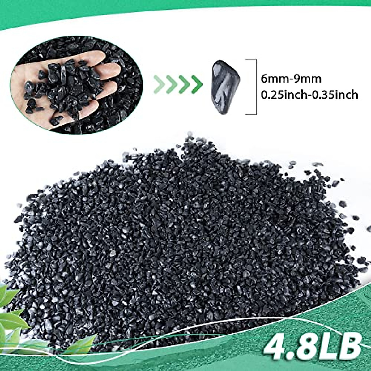 Succulent Rocks for Plants Tiny Pebbles for Planters 4.8LB Pea Gravel Bulk Polished Course Sand Soil Small Decorative Stones for Indoor Bonsai Pots Cactus Top Dressing Aquarium Garden Landscape, Black