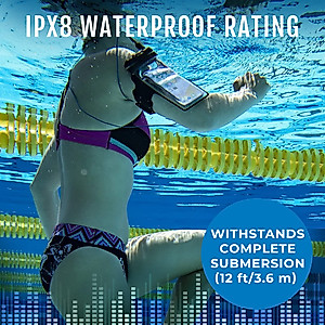 H2O Audio Surge+ 100% Waterproof Headphones | Noise Canceling, Sweatproof, Dustproof and Weather Resistant Swim Headphones Perfect for Swimming & Underwater Activities, Black/Blue Color