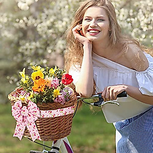 Whaline Floral Wired Edge Ribbon 4 Rolls Rose Flower Pattern Ribbon Spring Summer Fabric Decorative Craft Ribbon Roll for Gift Wrapping Decor Hair Bow Sewing Wreath Crafts, 20 Yard x 2.5 Inch