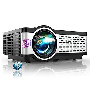 Egate Bluetooth Projector, Full HD 1080p Native with 4k TV stick support, 300 ANSI, 210" Max Screen Size | Inbuilt Speaker | AV, VGA, HDMI, SD Card, USB, Audio Out | (i9 Pro-Max, Black)