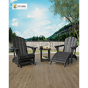 Ciokea Plastic Folding Footstool for Deck Backyard Patio Outdoor Poolside Porch Lawn Indoor, Black