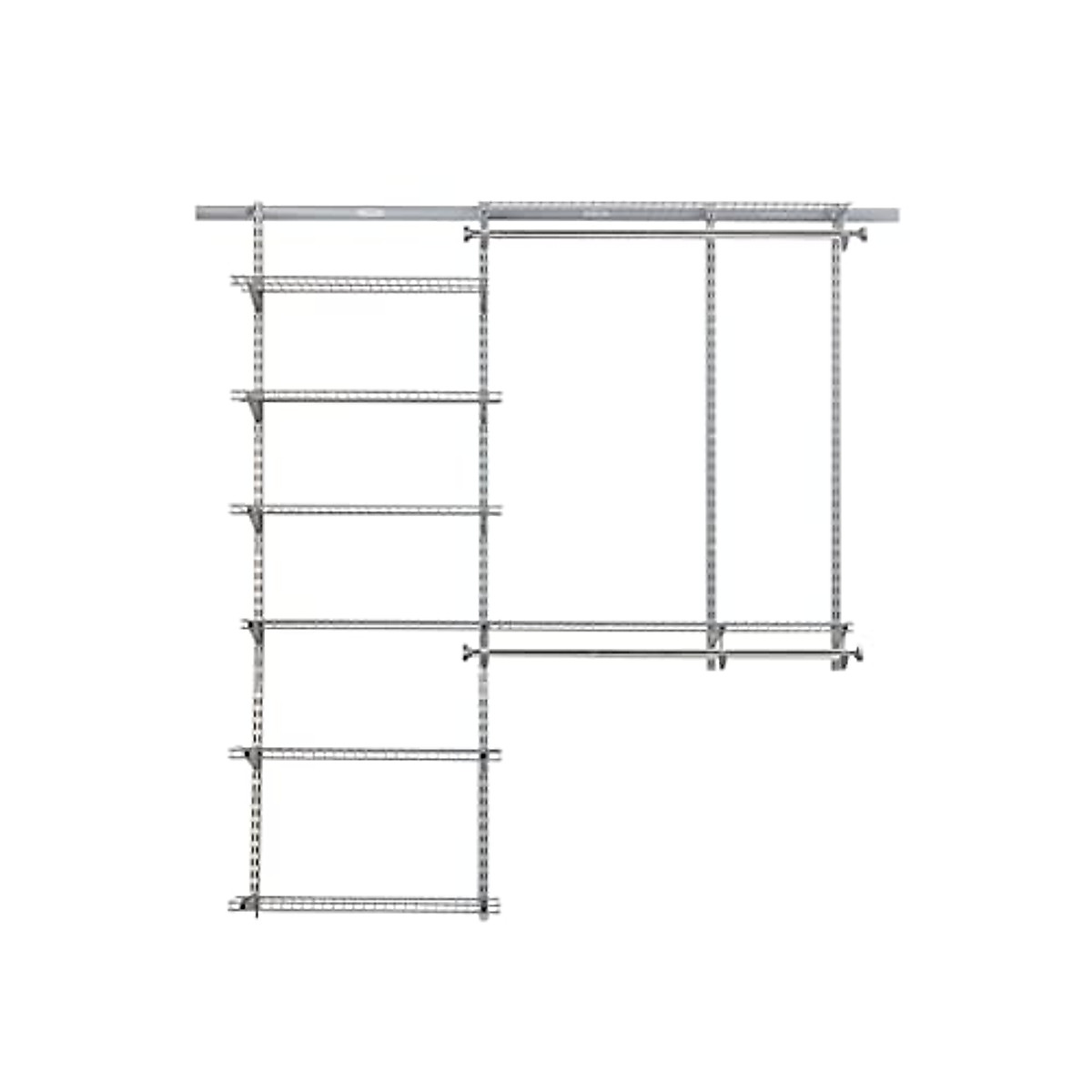Rubbermaid Configurations Deluxe Custom Closet Kit, 3-6 Ft. Adjustable Metal Wire Shelving, Titanium Finish, Expandable Organization System, Hardware Included, for Home Closet/Pantry/Laundry/Mudroom