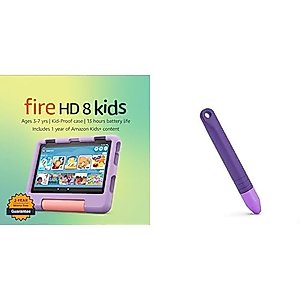 Fire HD 8 Kids Tablet (32GB, Purple) + Kids Stylus