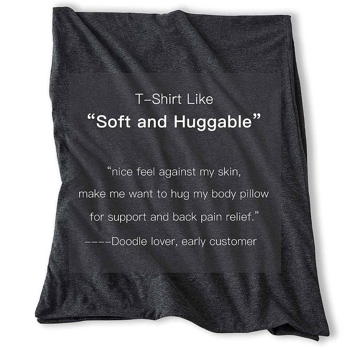 Body Pillow Cover with Zipper, Soft Body Pillow Pillowcase, Long Pillow Case Cover Breathable Jersey Cotton, 20x54 Inch, Dark Grey