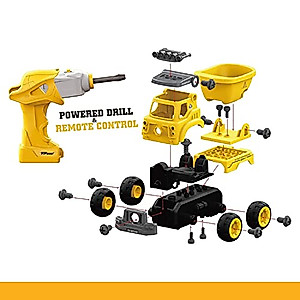 Top Race 3-in-1 Construction Vehicle - Easy Assembly Take Apart Construction Truck with Remote Control - Trucks and Kids Building Toy