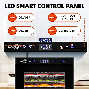Food Dehydrator with 12 Stainless Steel Trays, Double Fans, Precise Temperature Control, and Fast Drying Speed with Adjustable Timer and Temperature Control - 1200W Dryer Machine