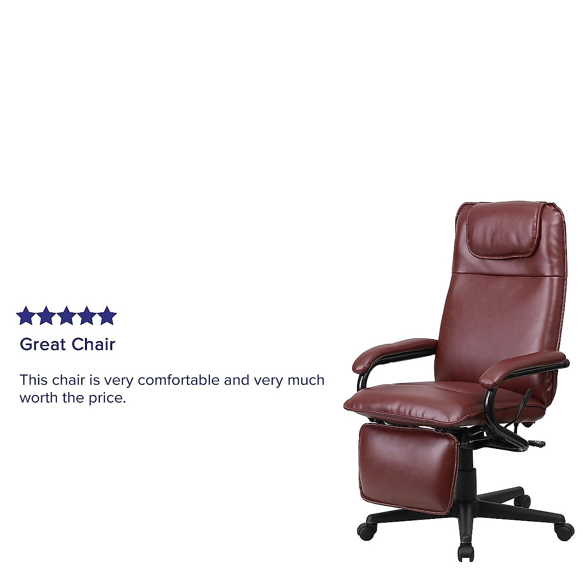 Flash Furniture Robert High Back Burgundy LeatherSoft Executive Reclining Ergonomic Swivel Office Chair with Arms