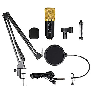 RICA-J Condenser Microphone, Cardioid Condenser Microphone, USB Microphone with Stand, 3.5mm Studio Condenser Mic with Shock Mount and Pop Filter