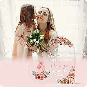 Mom Birthday Gifts for Mom I Love You Mom Mothers Day Gifts Flower Heart Crystal Paperweight for Mom from Daughter Son for Christmas Mothers Day Birthday Thanksgiving Presents