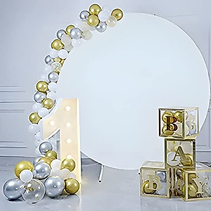 DASHAN White Round Backdrop Cover 6x6ft Polyester Pure White Birthday Party Photography Background Banquet Press Conference Performance Cake Table Decor for Adult Kids Portrait Photo Studio Props