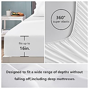 CozyLux Queen Comforter Set - 7 Pieces Comforters Queen Size White, Pintuck Bed in A Bag Pinch Pleat Complete Bedding Sets with Comforter, Flat Sheet, Fitted Sheet and Pillowcases & Shams